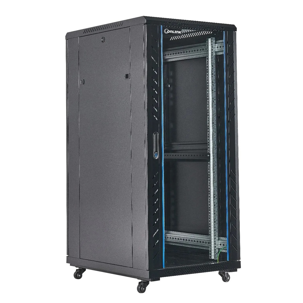 Rack de Piso Cerrado Onlink 27U 600x600x1387mm con Puerta Frontal de ...